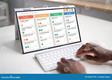 Kanban Project Schedule Management Software App Stock Image Image Of