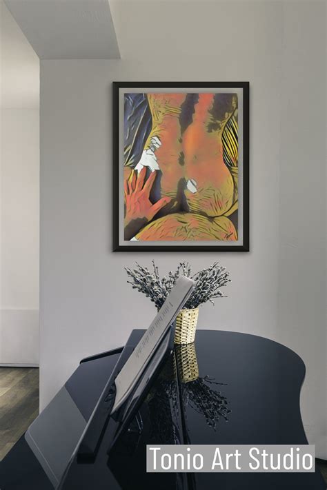 Sensual Male Couple Making Love Art Print In Pop Art Style Digital