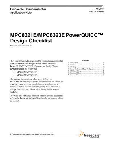 MPC E MPC E PowerQUICC Design Checklist Freescale