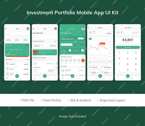 Premium Psd Investment Portfolio Mobile App Ui Kit