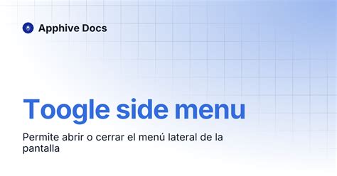 toogle side menu apphive docs