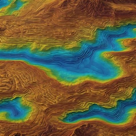 Premium Ai Image Blue Topographic Terrain Contour Line Map
