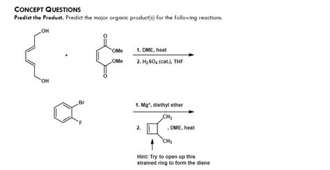 Solved CONCEPT QUESTIONSPredict the Product. Predict the | Chegg.com