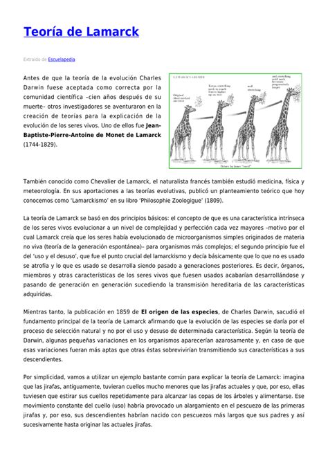 Teoría De Lamarck