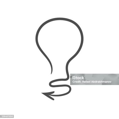 얇은 윤곽선 화살표 전구 손으로 그린 아이콘 흰색 배경에 격리 된 아이디어의 벡터 검은 색 날카로운 기호 간단한 전자 스케치