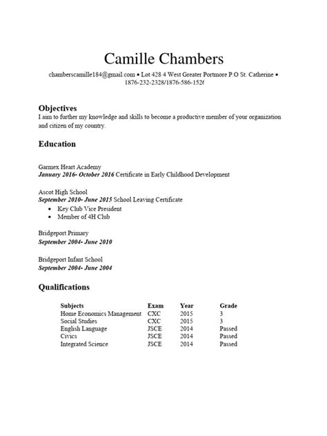 Camille Chambers Resume 2023 Pdf