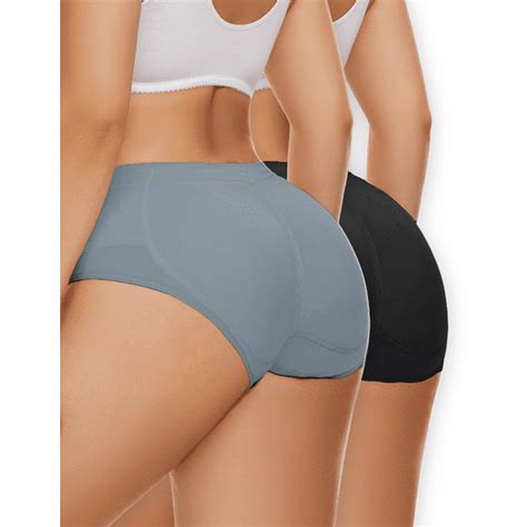 2pcs Womens Butt Lifter Panty Set Blackgrey Padded Fake Booty