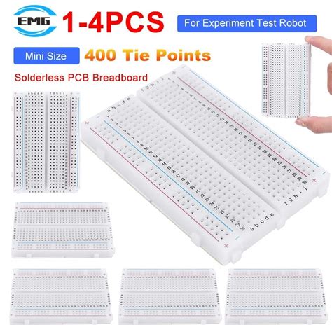 4 1pcs 400 Tie Points Solderless Pcb Breadboard Circuit Diy Kit Spliceable Universal Test