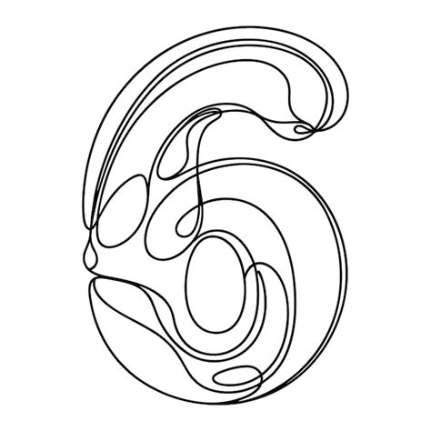 Premium Vector Six Numeric Character Continuous Line Art Drawing