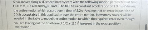 Solved A Ball Moves Along A 1d Coordinate System With The