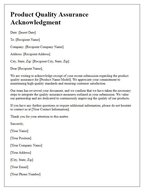 Letter Template For Product Quality Assurance Free Samples In Pdf