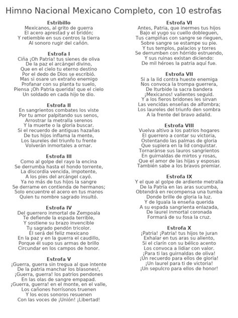 Himno Nacional Mexicano Completo Pdf