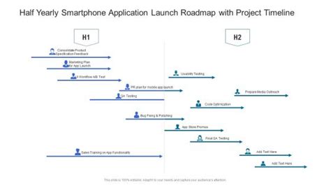 Half Yearly Smartphone Application Launch Roadmap With Project Timeline Professional