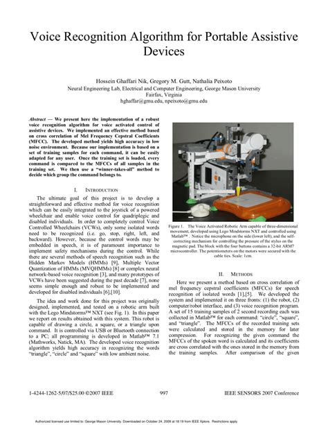 Pdf Voice Recognition Algorithm For Portable Assistive Devices