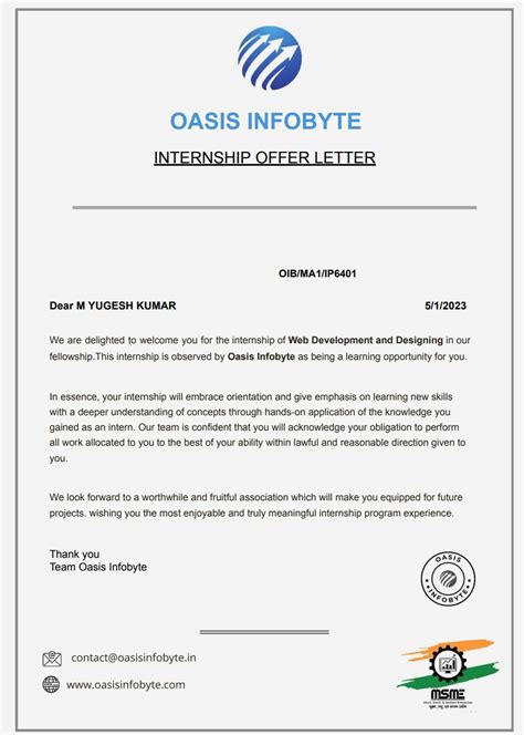 M Yugesh Kumar On Linkedin Oasis Oasisinfobyte Internship