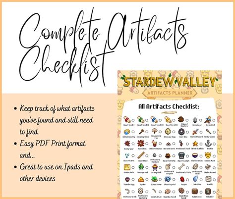 All Artifacts Checklist Digital Download Pdf Print Etsy