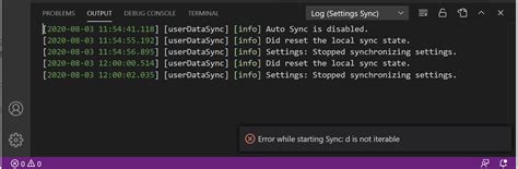 error while starting sync d is not iterable · issue 103839