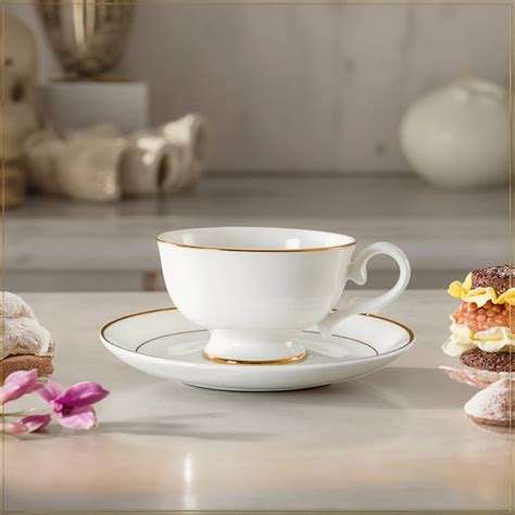 Elegant Bone China Tea Cups With Gold Trim Perfect For Afternoon Tea