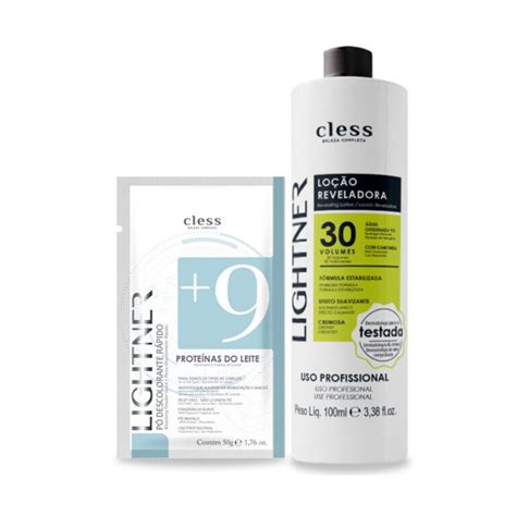 Kit Lightner 2pc Agua Oxigenada 30vol 100ml Pó Descolorante 50g