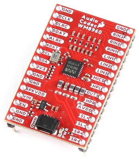 sparkfun wm8960 audio codec breakout 1w stereo class d i2s and i2c alc
