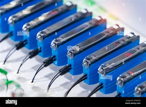 Transducer On Industrial Machine Robot In Assembly Line Working In Factory Smart Factory