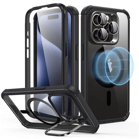 Clear Black Iphone 15 Series Armor Tough Case With Stash Stand Esr