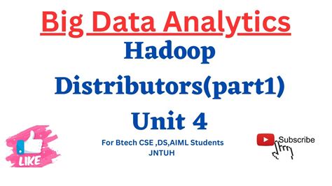 hadoop distributors in big data analytics unit 4 jntuh youtube