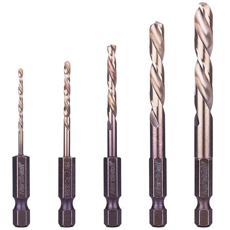 Nordwolf 5 Piece M35 Cobalt Hss Left Hand Drill Bit Set Reverse Twist