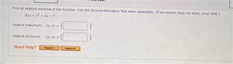 Solved Find All Relative Extrema Of The Function Use The