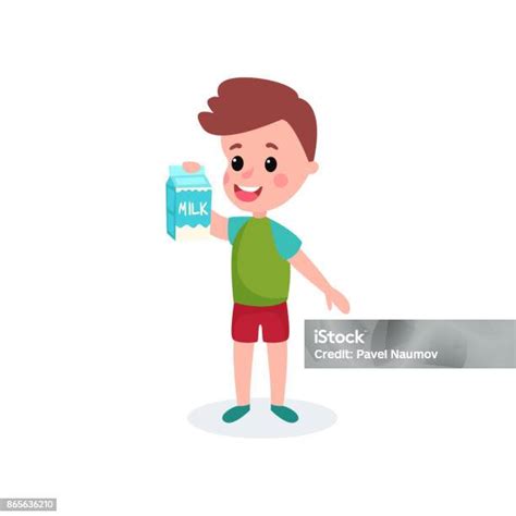그의 손에서 우유 아이 만화 벡터 일러스트 레이 션에 대 한 건강 식품의 골 판지 상자를 가진 귀여운 소년 건강한 생활방식에 대한 스톡 벡터 아트 및 기타 이미지 Istock