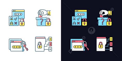 Set Of Rgb Color Icons For Light And Dark Themes Depicting Data Sensitivity Vector Security
