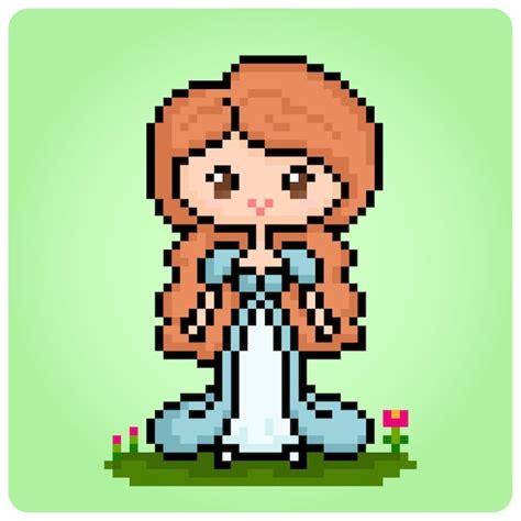 Cute Girl Pixel Cute Anime Girl Pixel Image For Game Assets Vector