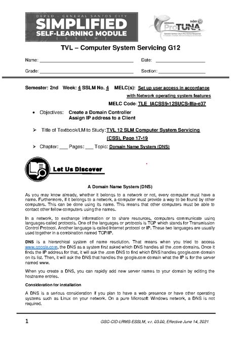 Sslm Css G12 Q3 W4 2 Sslm Css G12 Q3 W4 2 Tvl Computer System