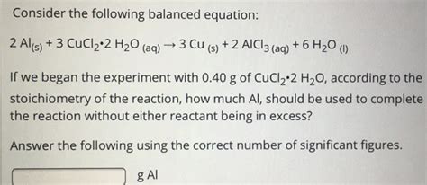 Solved Consider The Following Balanced Equation 2 Als 3