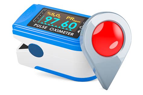 지도 포인터를 가진 휴대용 맥박 산소 측정 3d 렌더링 3차원 형태에 대한 스톡 사진 및 기타 이미지 3차원 형태 개념