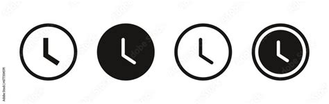 Time And Clock Icons Set In Flat Style Timer Symbol Watch Later Sign In Filled Line Outline