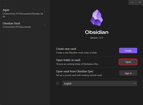 how to create a new vault in obsidian