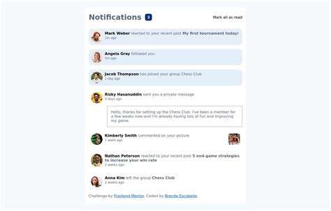 Frontend Mentor Notifications Page Using Html Css Js Coding Challenge