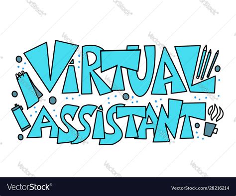 Virtual Assistant Text Hand Drawn Quote Royalty Free Vector