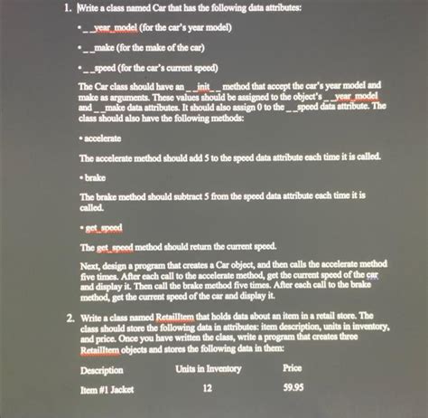 Solved 1 Write A Class Named Car That Has The Following