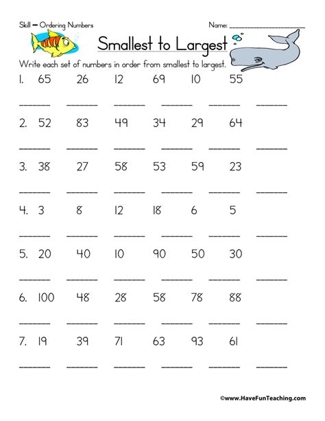 Ordering Numbers Worksheet Worksheets Library