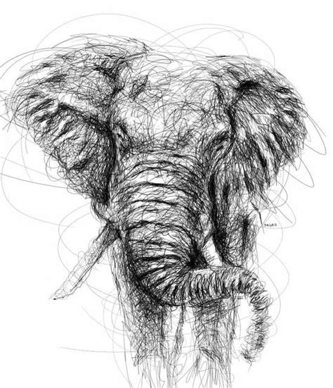 Scribble Art Drawing Of An Elephant