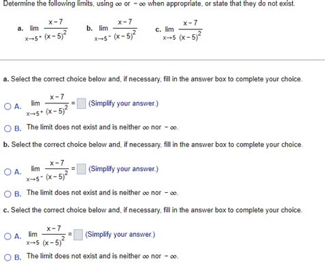 Solved Determine The Following Limits Using Or When Chegg Com