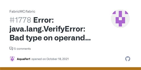 error java lang verifyerror bad type on operand stack · issue 1778