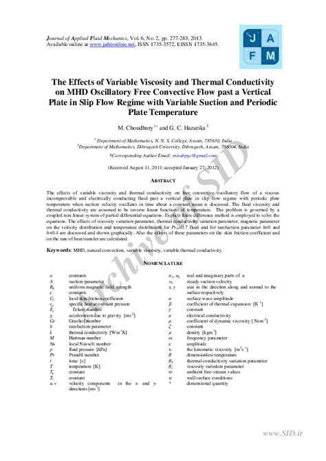 The Effects Of Variable Viscosity And Thermal Conductivity On Mhd Oscillatory Free Convective