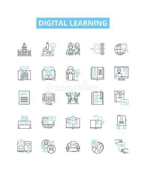 Digital Learning Vector Line Icons Set Digital Learning Elearning
