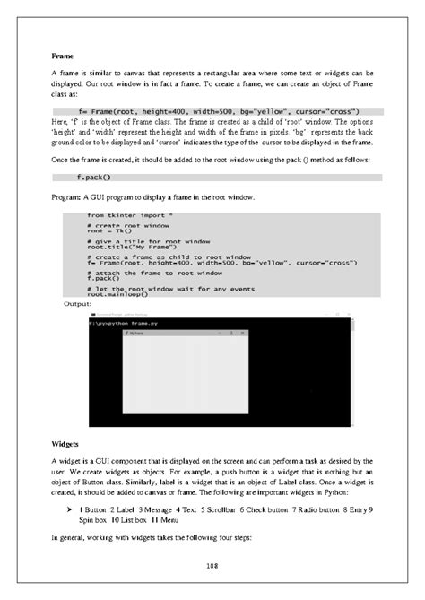 Python Oop 12 This Pdf Introduces Us To Frame Widgets Button Widget