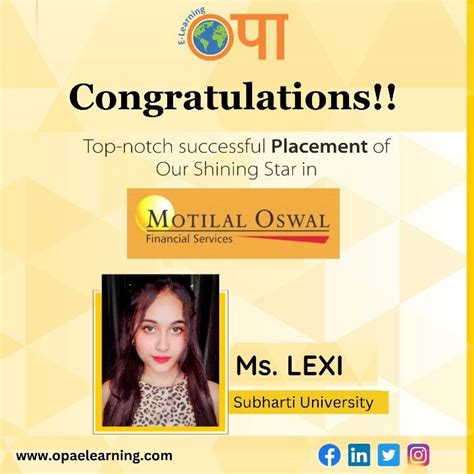 Opa Learning Solutions On Linkedin Placement Lexi Motilaloswal Financialservices