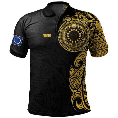 Cook Islands Polo Shirt Custom Polynesian Half Sleeve Gold Tattoo With