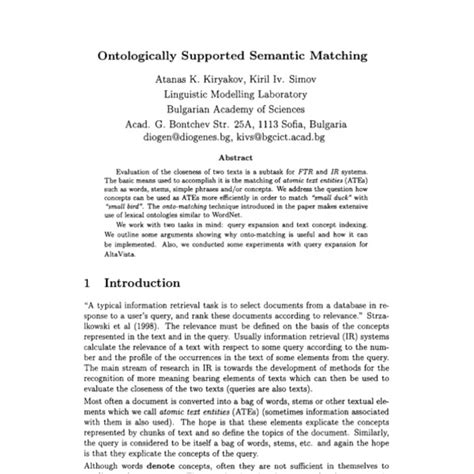 Ontologically Supported Semantic Matching Acl Anthology